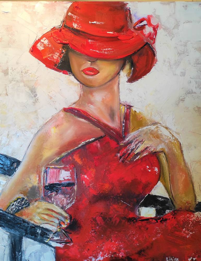 LADY IN RED Painting by Liliya Kosilova | Saatchi Art