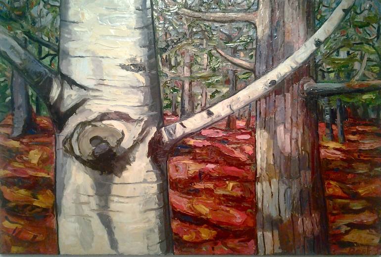 Birch and Hemlock Painting by Nicole Roskos | Saatchi Art