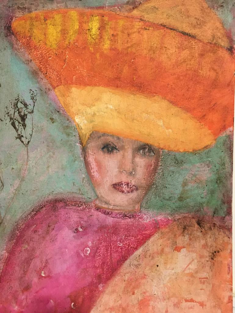 woman in hat Painting by Nicolle Menegaldo | Saatchi Art