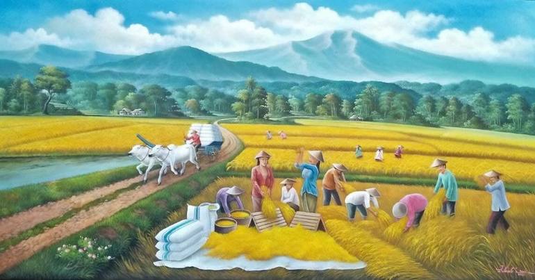 harvest wheat Painting by ferry hermawan | Saatchi Art