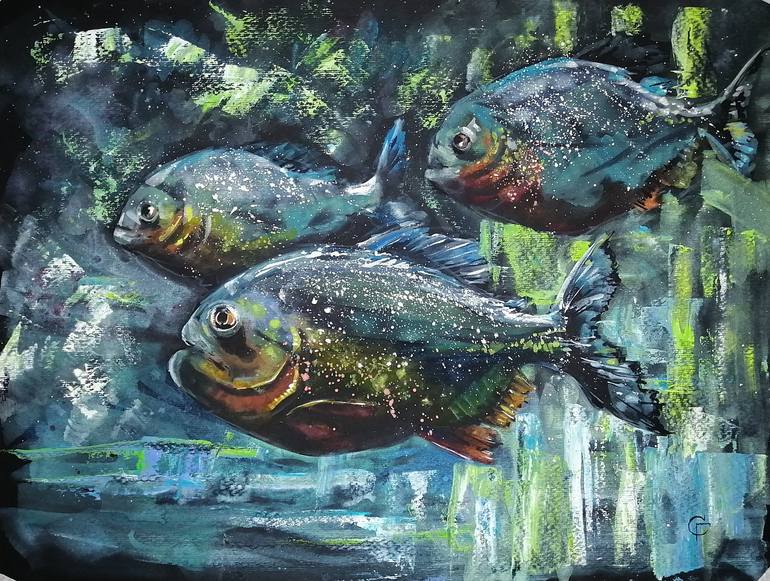 piranhas Painting by Gulnara Sultanova | Saatchi Art