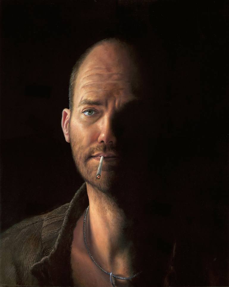 Self Portrait in Darkness Painting by Jay Hurst | Saatchi Art