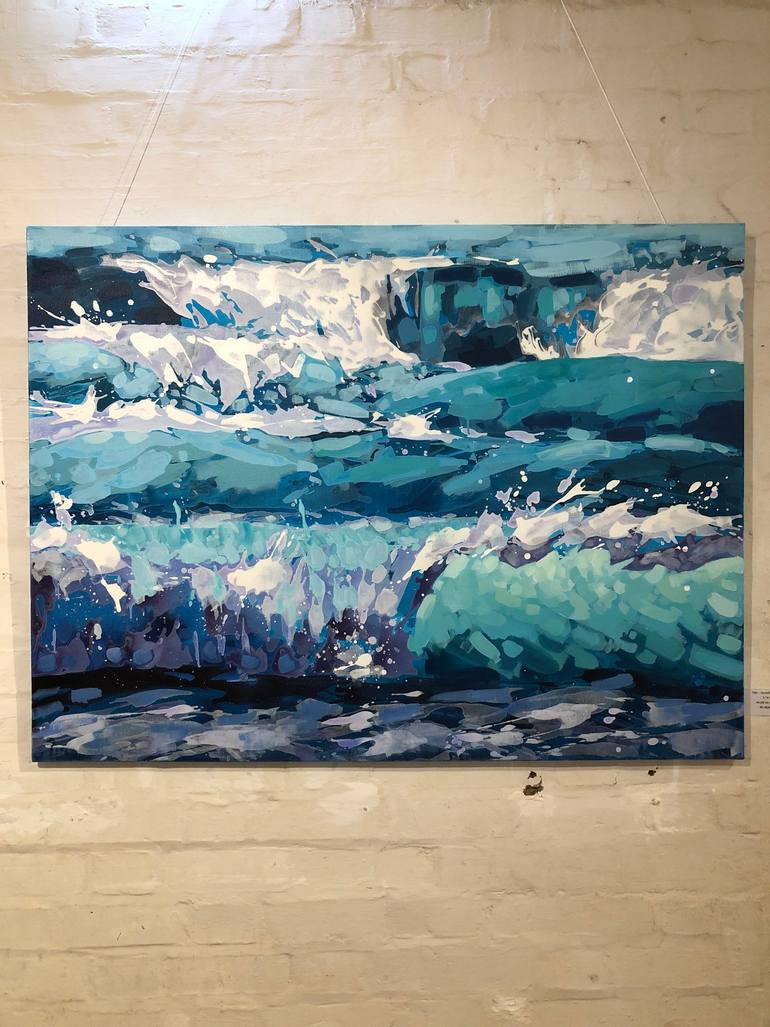 Cascading waves Painting by Vishakha Menia | Saatchi Art