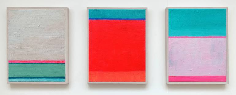 Teal Neon Red Abstract Painting, Emotional Stories Painting by Neon ...