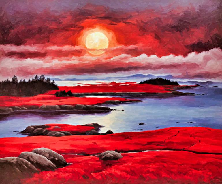 Echoes of Crimson Painting by YOUNSI Art | Saatchi Art