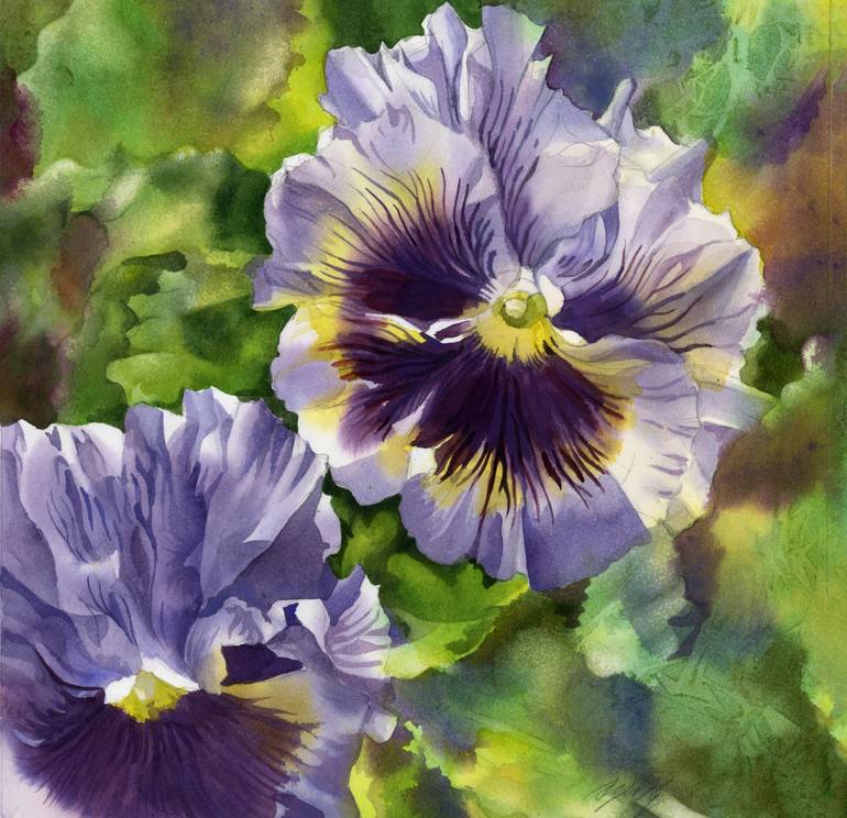 blue pansy Painting by Alfred Ng | Saatchi Art