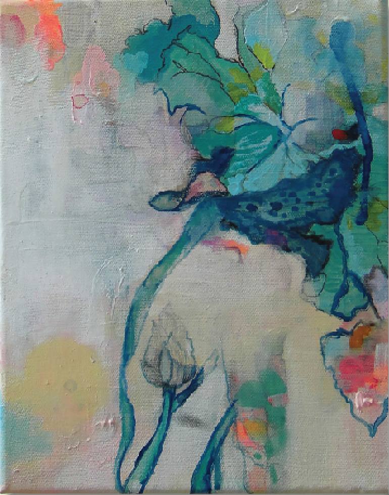COMPOSITION WITH BLUE FLOWER Painting by Daniela Marten Rothe | Saatchi Art