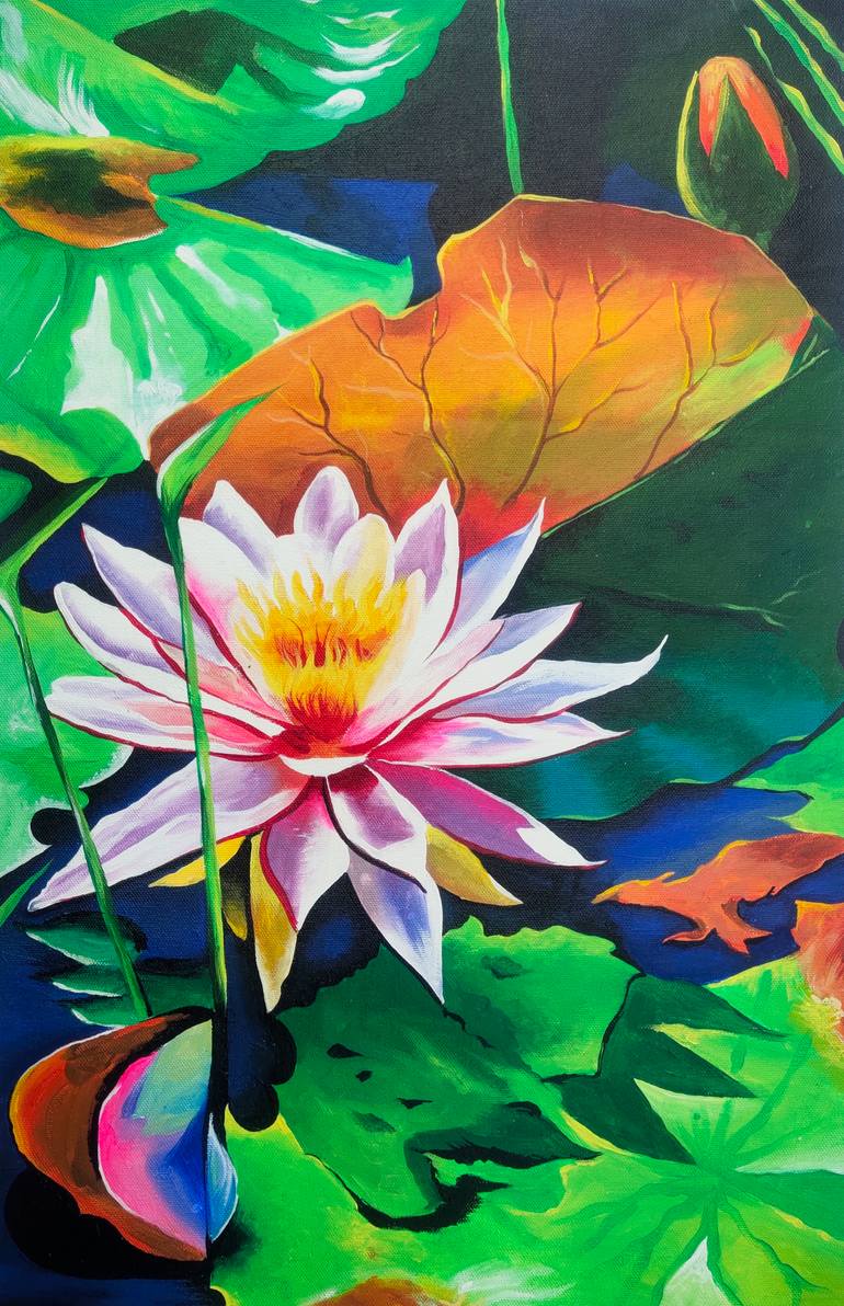 Lotus Painting by D Shiva Prasad Reddy | Saatchi Art