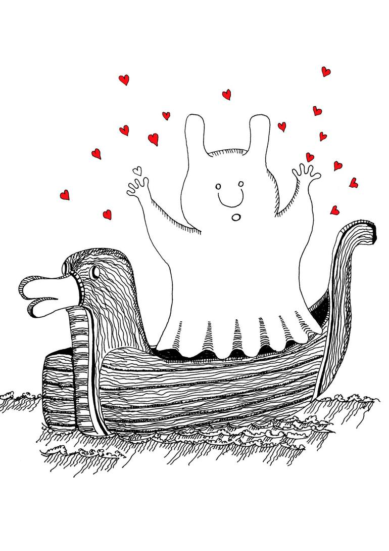 The Rabbit ghost gives love Drawing by SOmariia SO | Saatchi Art