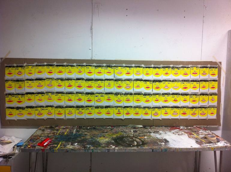 Yellow faces (Work In Progress) Drawing by Darius Chang | Saatchi Art