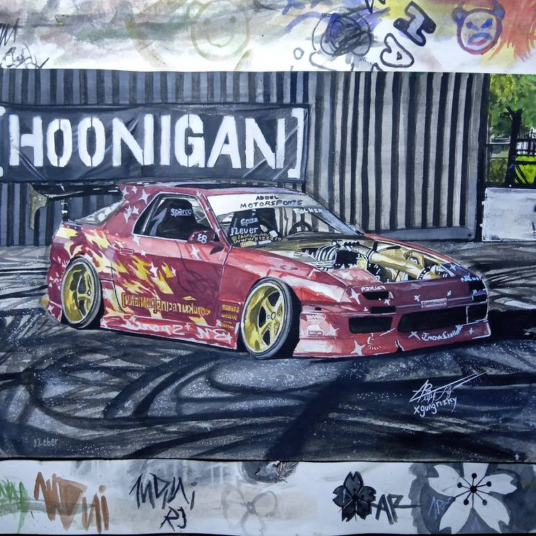 MAZDA RX-7 FC3S, WATERCOLOR PAINTING Painting by Agung Rizky | Saatchi Art