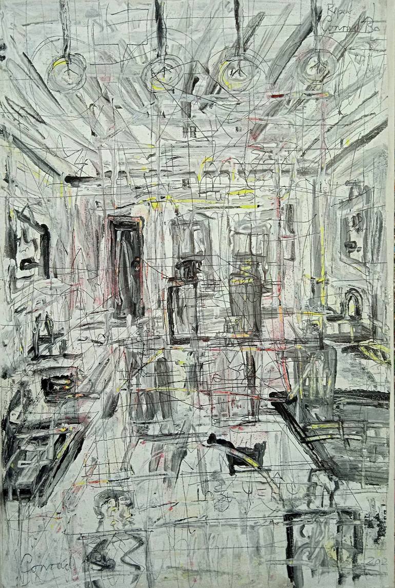 Room with Schrödinger's Cat Painting by Conrad Bo | Saatchi Art