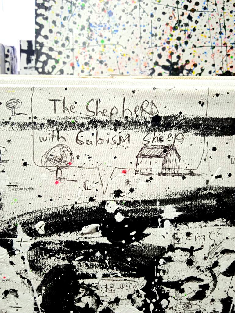 The Shepherd with Cubism Sheep Painting by Conrad Bo | Saatchi Art