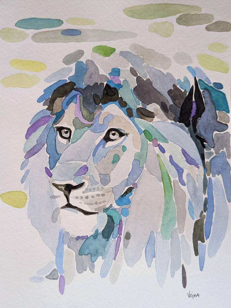 Blue lion Drawing by Vojna Bastovanovic Casteel | Saatchi Art