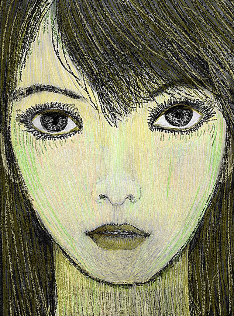 Facial Expression - Blue Drawing by Yulin Huang | Saatchi Art