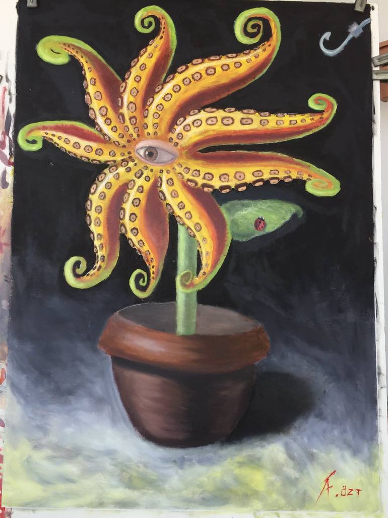Octopus Flower Painting by Ahmet Furkan ÖZTÜRK | Saatchi Art