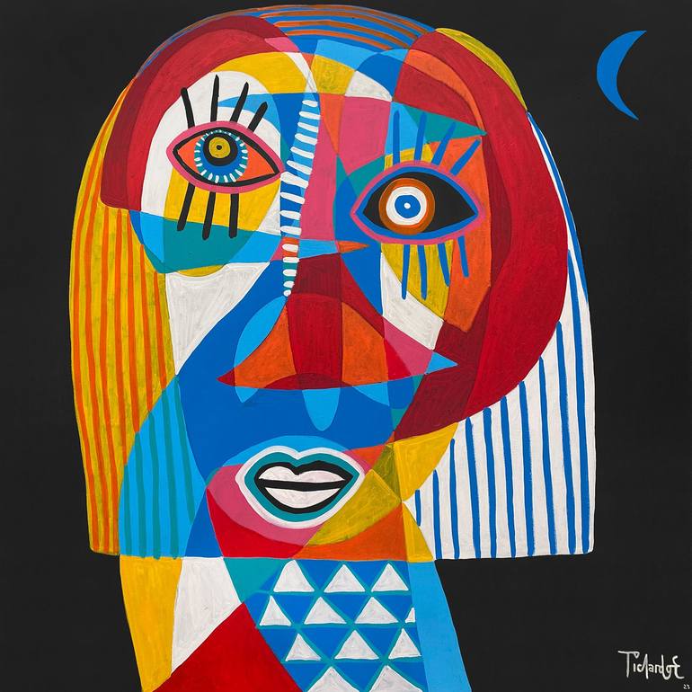 Retrato en fondo negro Painting by Enrique Pichardo | Saatchi Art