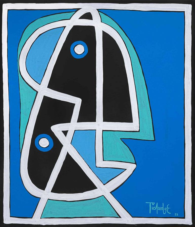 Retrato en azul Painting by Enrique Pichardo | Saatchi Art