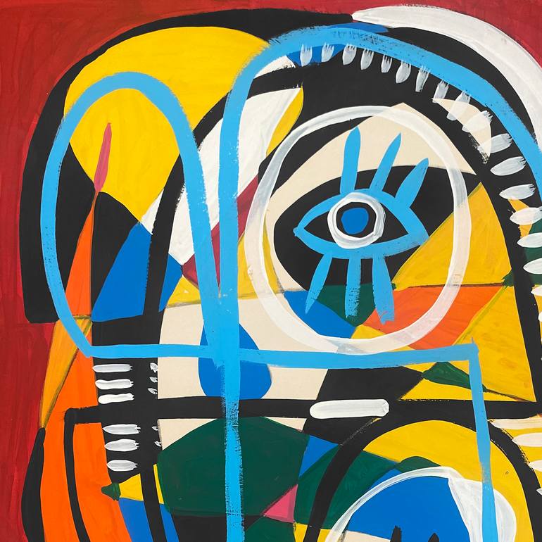 Retrato en fondo rojo Painting by Enrique Pichardo | Saatchi Art