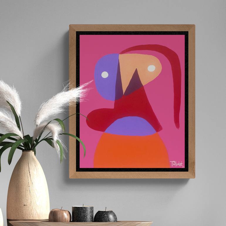 Retrato en fondo rosa chica Painting by Enrique Pichardo | Saatchi Art