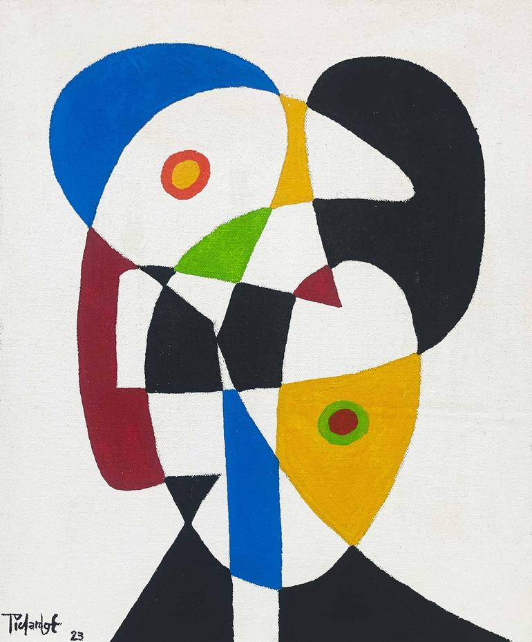 Retrato de colores con blanco Painting by Enrique Pichardo | Saatchi Art