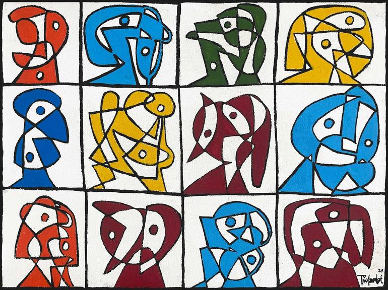 Mosaico en fondo blanco Painting by Enrique Pichardo | Saatchi Art