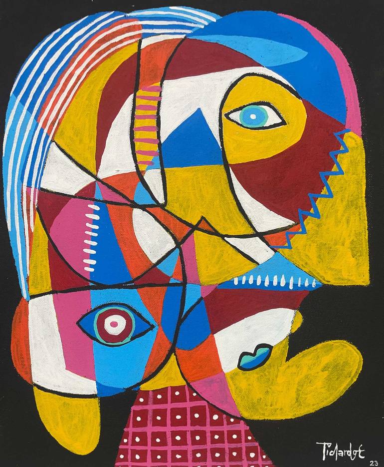 Retrato en fondo negro mentón Painting by Enrique Pichardo | Saatchi Art