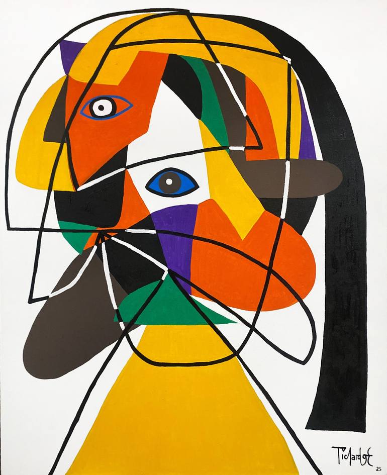 Retrato en fondo blanco Painting by Enrique Pichardo | Saatchi Art