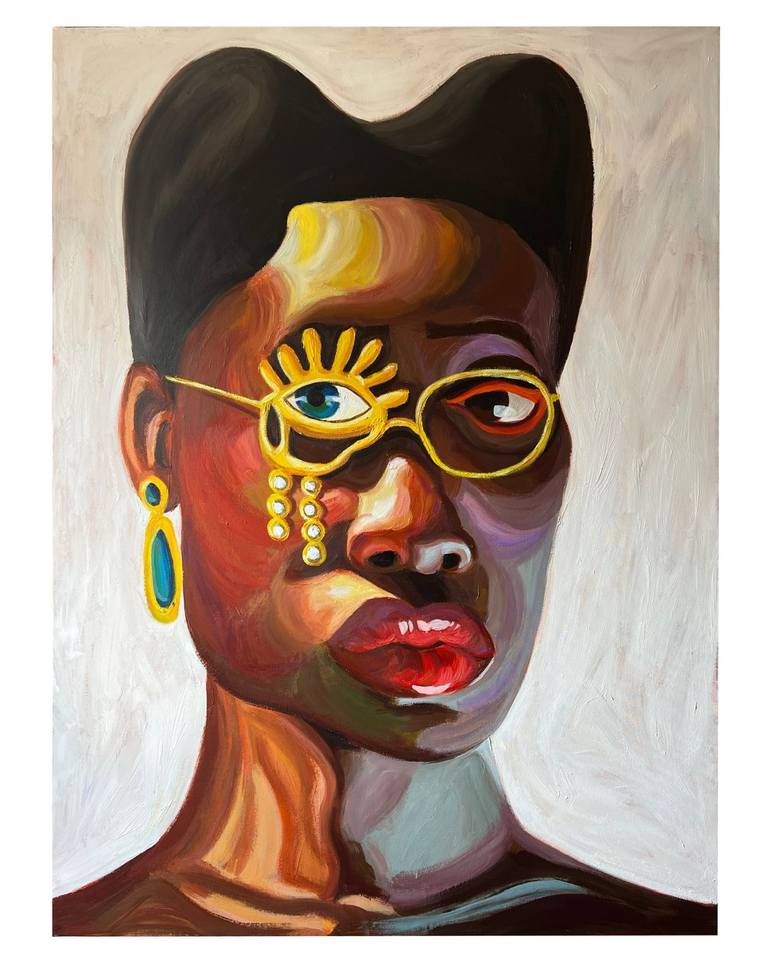Lady with a Golden eye Painting by Samuel Onche | Saatchi Art