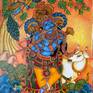 KRISHNA KERALA MURAL Painting by Kavitha Krishnachandran | Saatchi Art