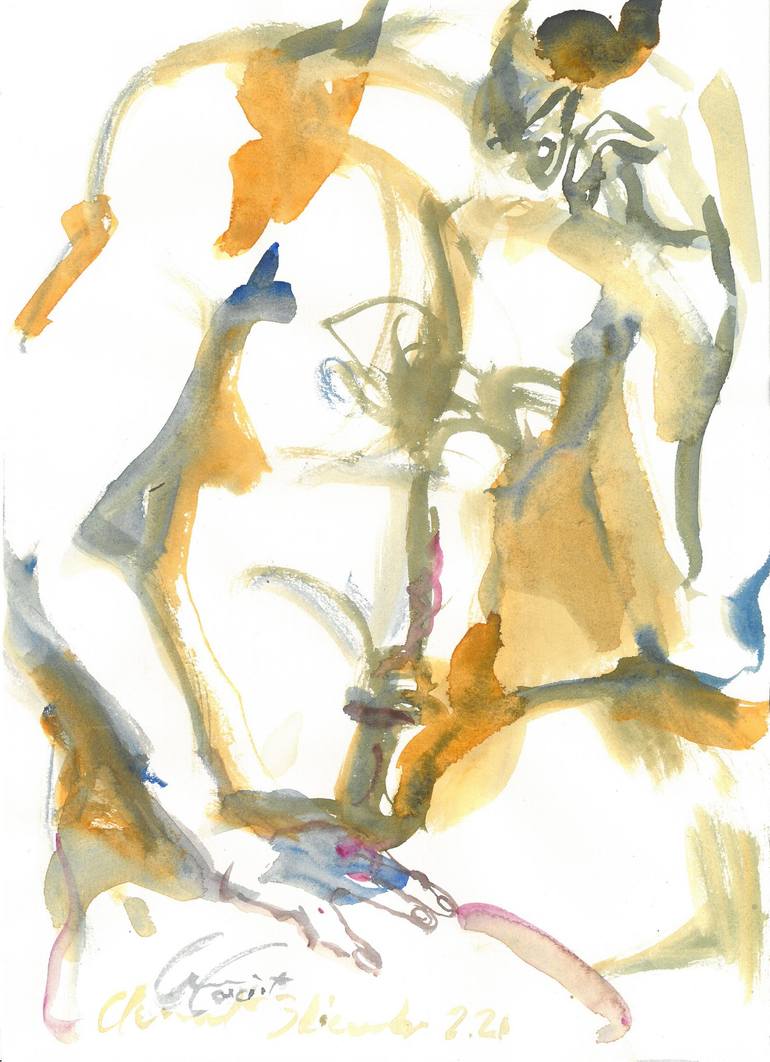 Male nude - 7 2021 Drawing by Anne Cardot | Saatchi Art