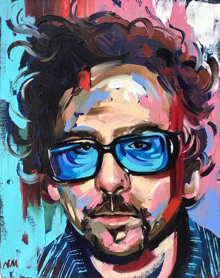 Tim Burton oil portrait Painting by Nadya Mamonova | Saatchi Art