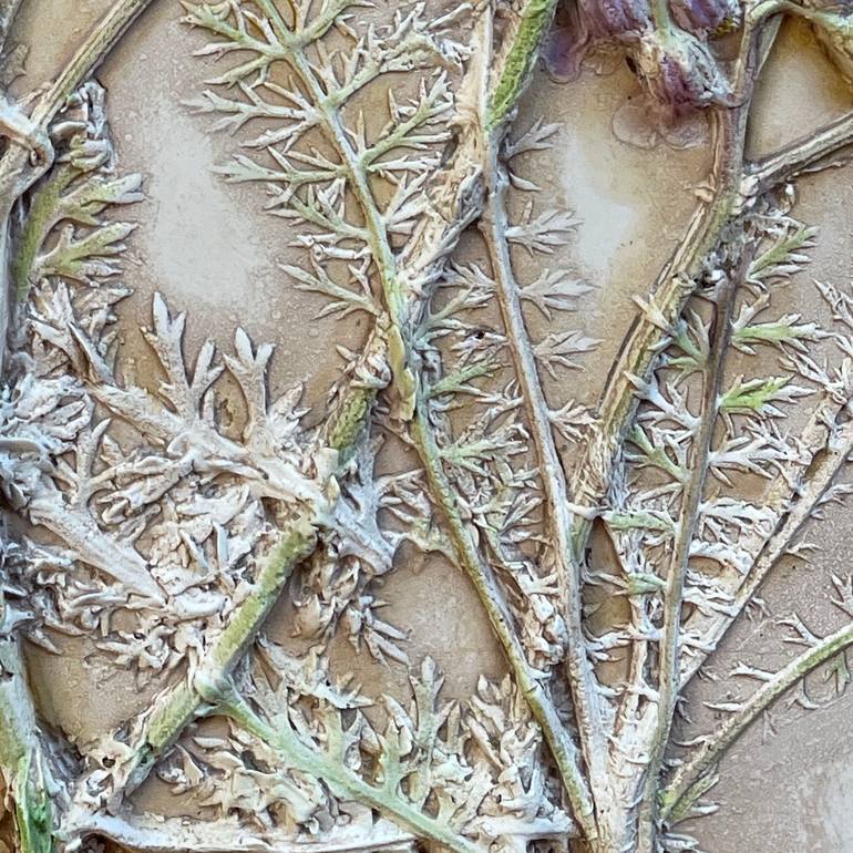 Bumblebees & Yarrow Flowers Botanical Imprint Cast Sculpture by Ruth ...