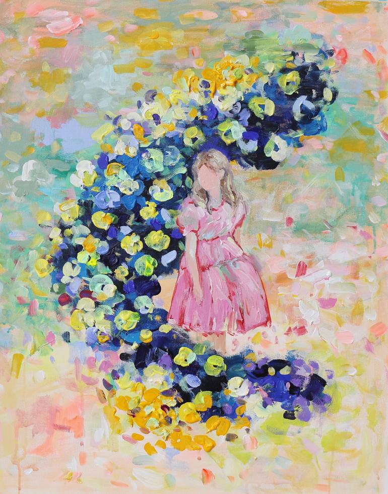 Girl in the garden Painting by Heun Oak Kim | Saatchi Art