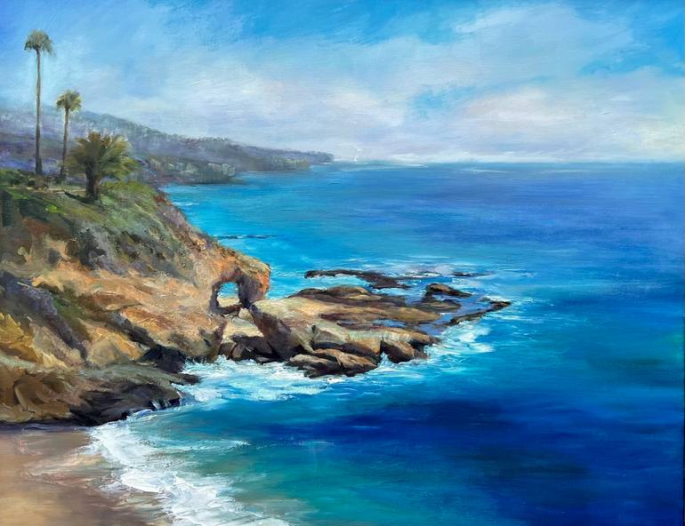 Treasure Island Keyhole Arch, Laguna Beach Painting by Judy Crowley ...