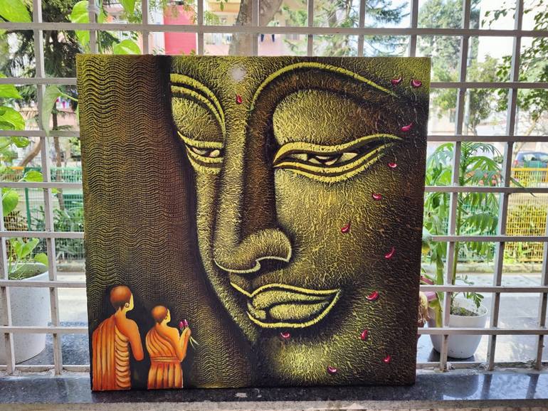Buddha and His Disciples Painting by Arts Aesthetic | Saatchi Art