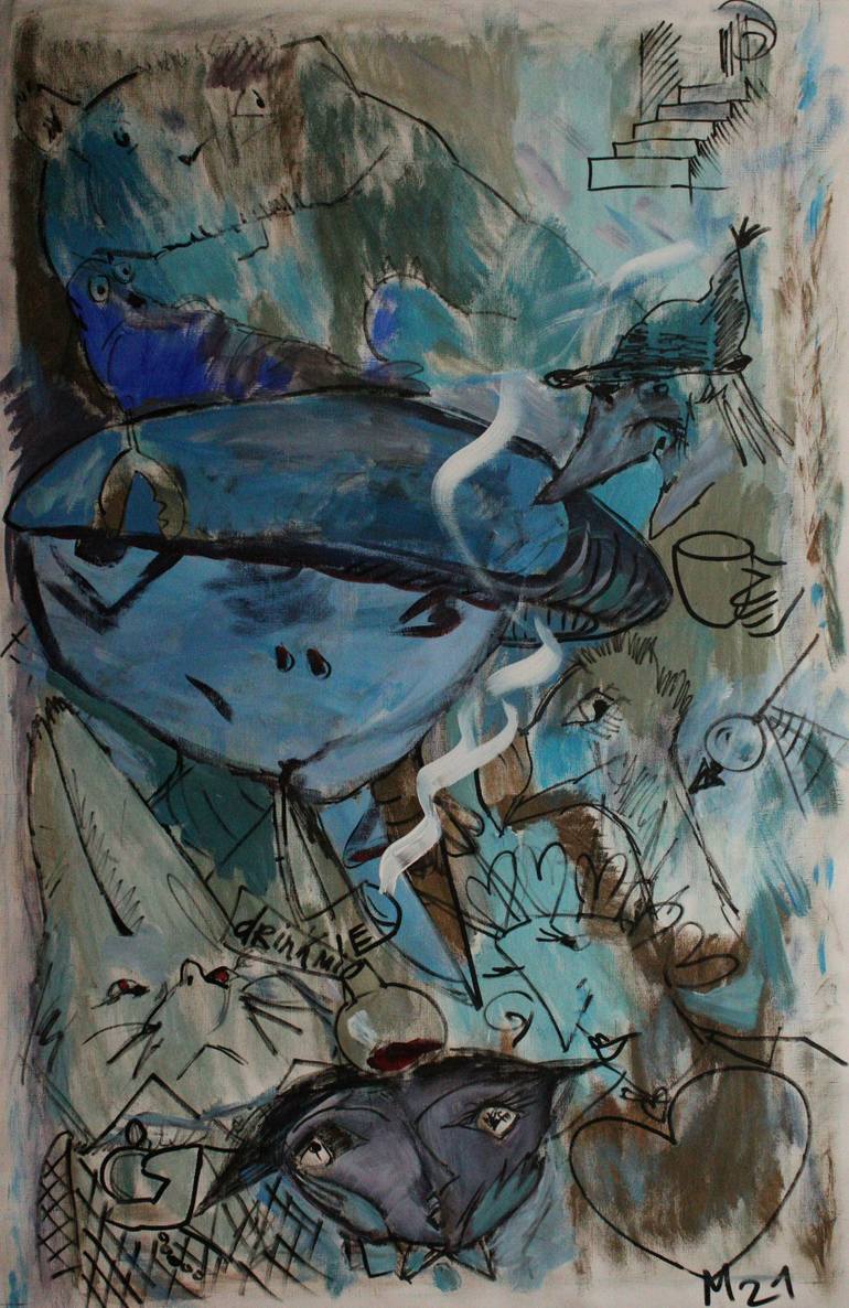 all this fuss Painting by Miki Chikov | Saatchi Art