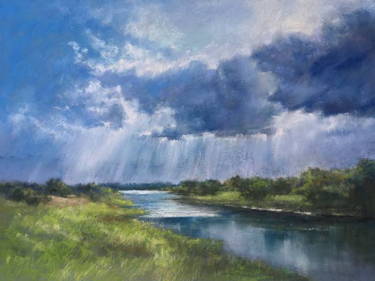 Storm river,pastel painting,positive,home decor,gift,Drawing Drawing by ...