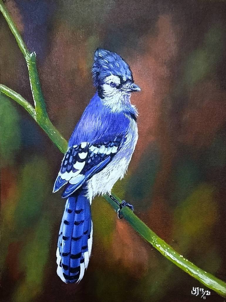 Blue bird Painting by Yahya Hadisusilo | Saatchi Art