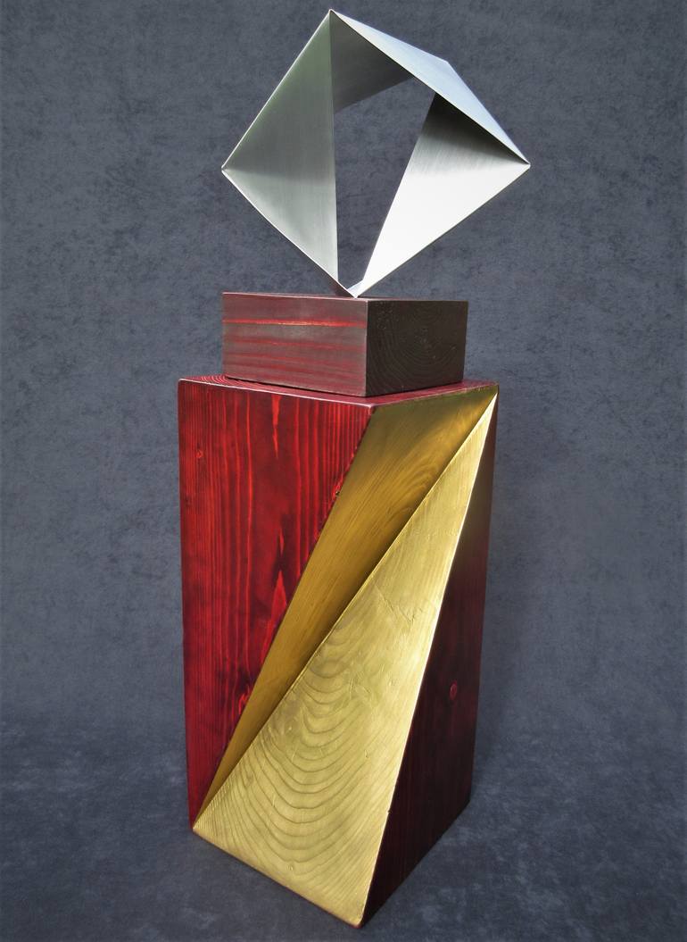 Prism with gold & silver interior Sculpture by Atelier Bdgb | Saatchi Art