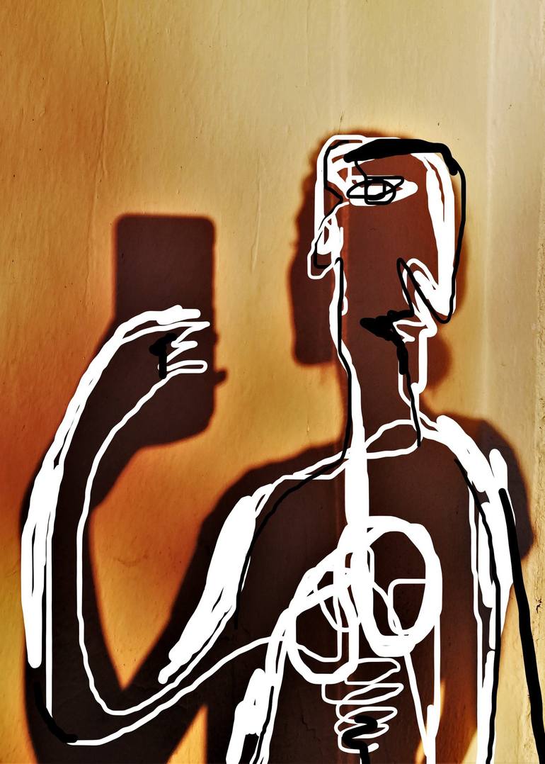 Selfie. Abstract drawing on photo by Murat Rey. Digital by Murat Rey ...