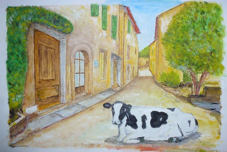 Mucca in Provenza Painting by Gianni Gommi | Saatchi Art