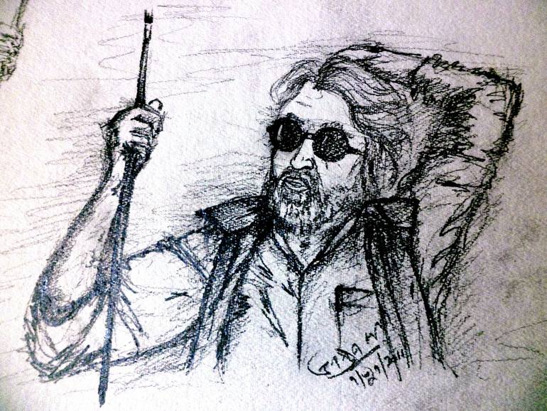 'MAQBOOL' Drawing by Anuj Soni | Saatchi Art