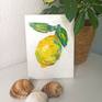 Lemon with green leaves impasto art, fruit art Painting by Katja Artsy ...