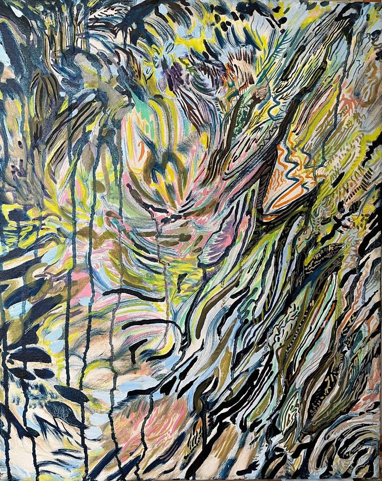 Blue Leaf Painting by Lawrence Richard Rutherford III | Saatchi Art