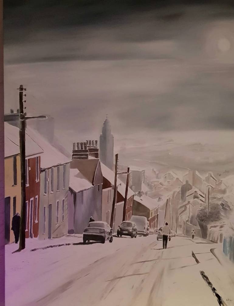 Snowy day on Fairhill Painting by Adrian Brady | Saatchi Art
