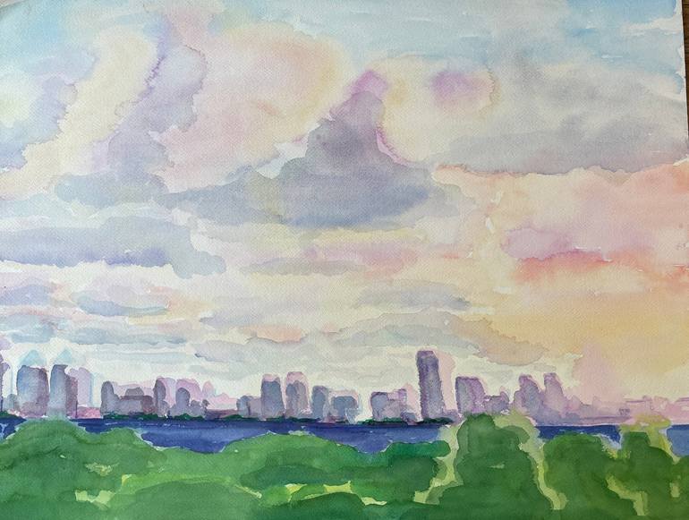miami skyline Painting by Christine Bohrer | Saatchi Art