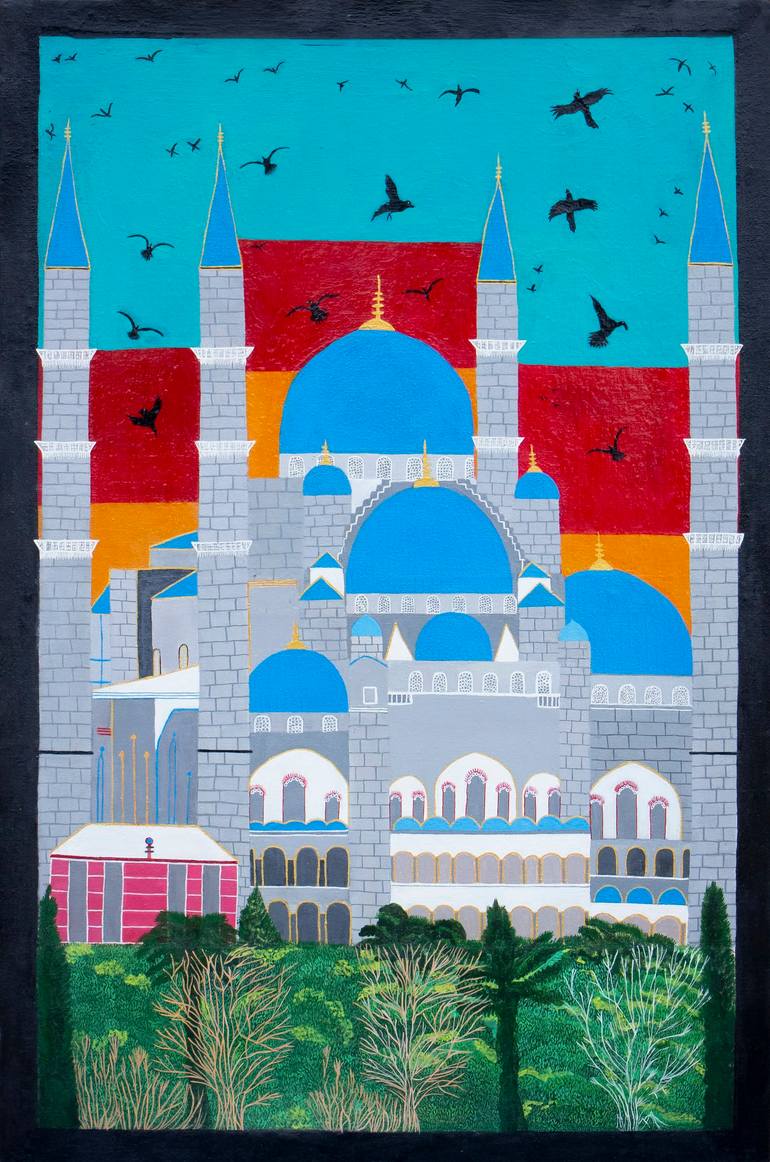Blue Mosque Painting by Shama Zulfiqar | Saatchi Art