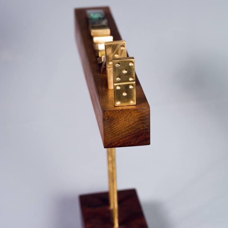 Wooden Domino Sculpture With Bronze And Gold Details Sculpture by ...