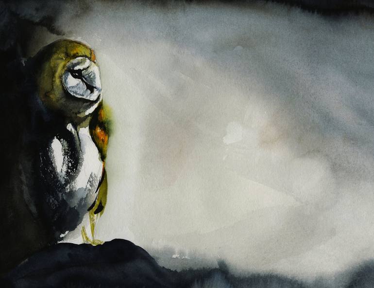 Barn Owl Waiting II Painting by Roderick MacIver | Saatchi Art